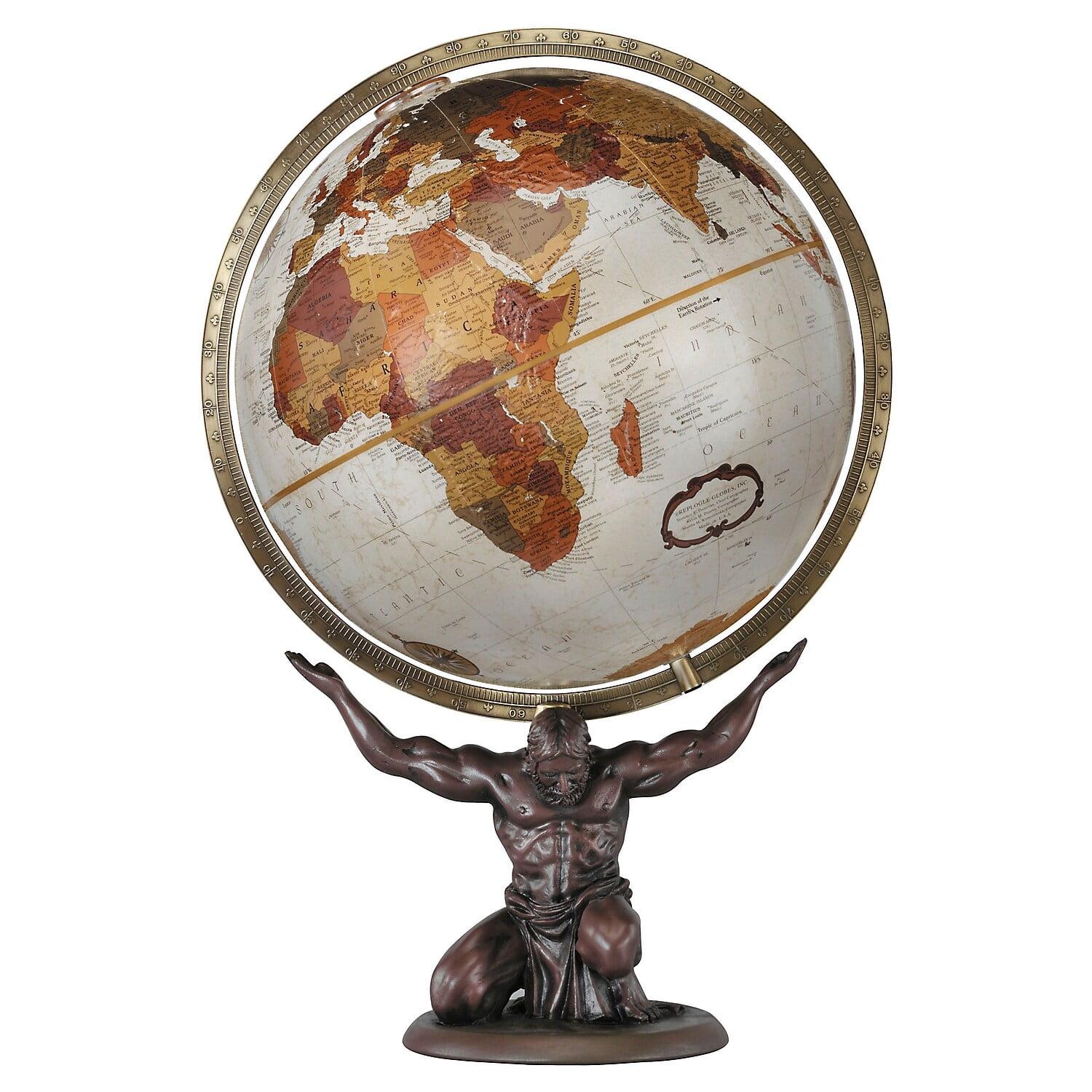 Replogle Globes Replogle 12" Atlas World Globe Bronze Metallic Ocean ...
