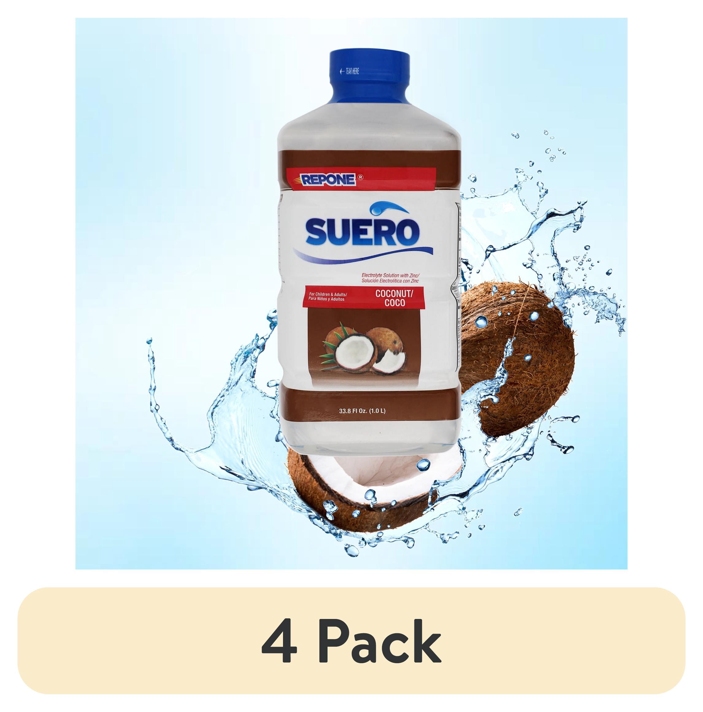 (4 pack) Suero Repone Electrolyte Drink, Coconut, for Children & Adults ...