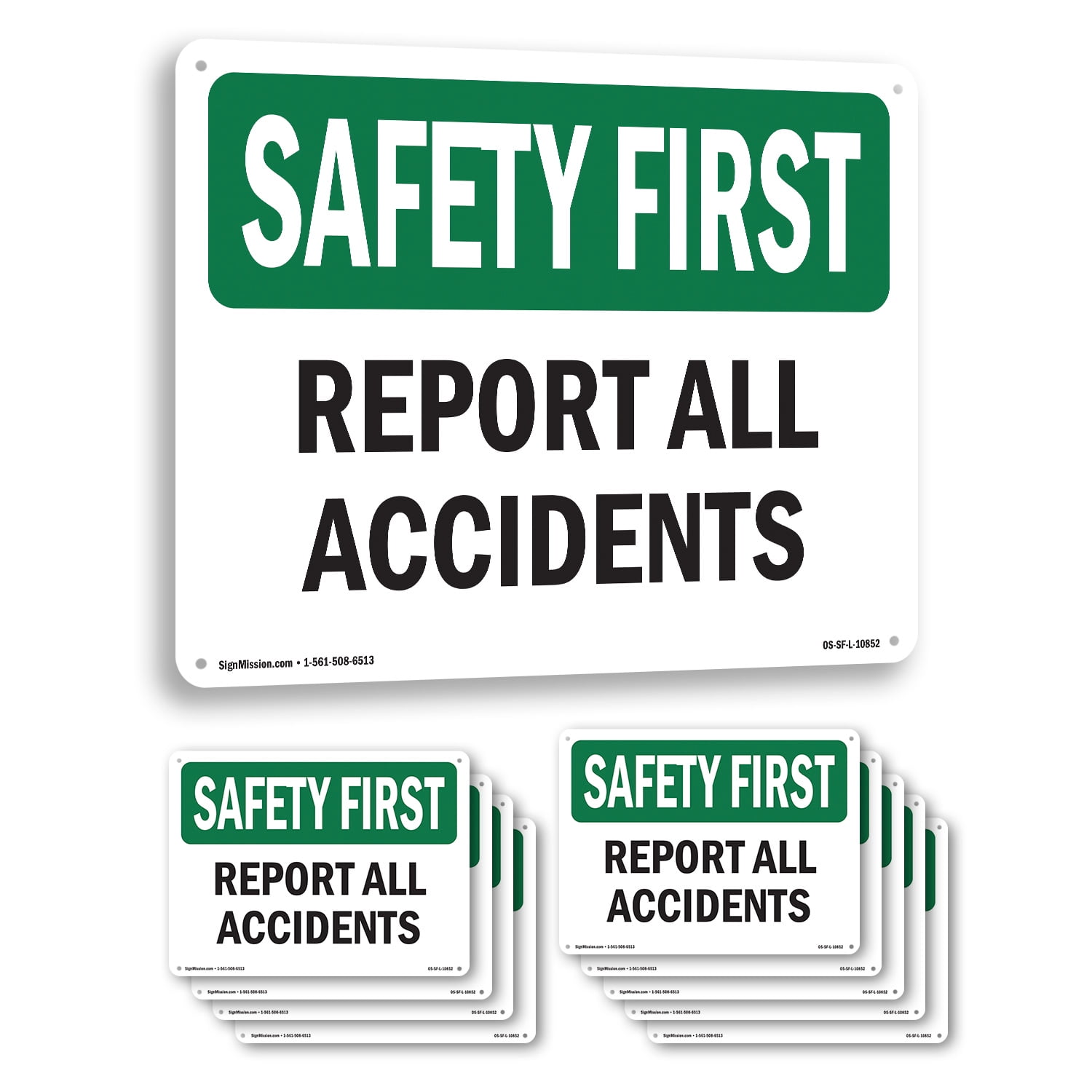 Report All Accidents OSHA SAFETY FIRST Aluminum Sign 18 Inch x 12 Inch ...