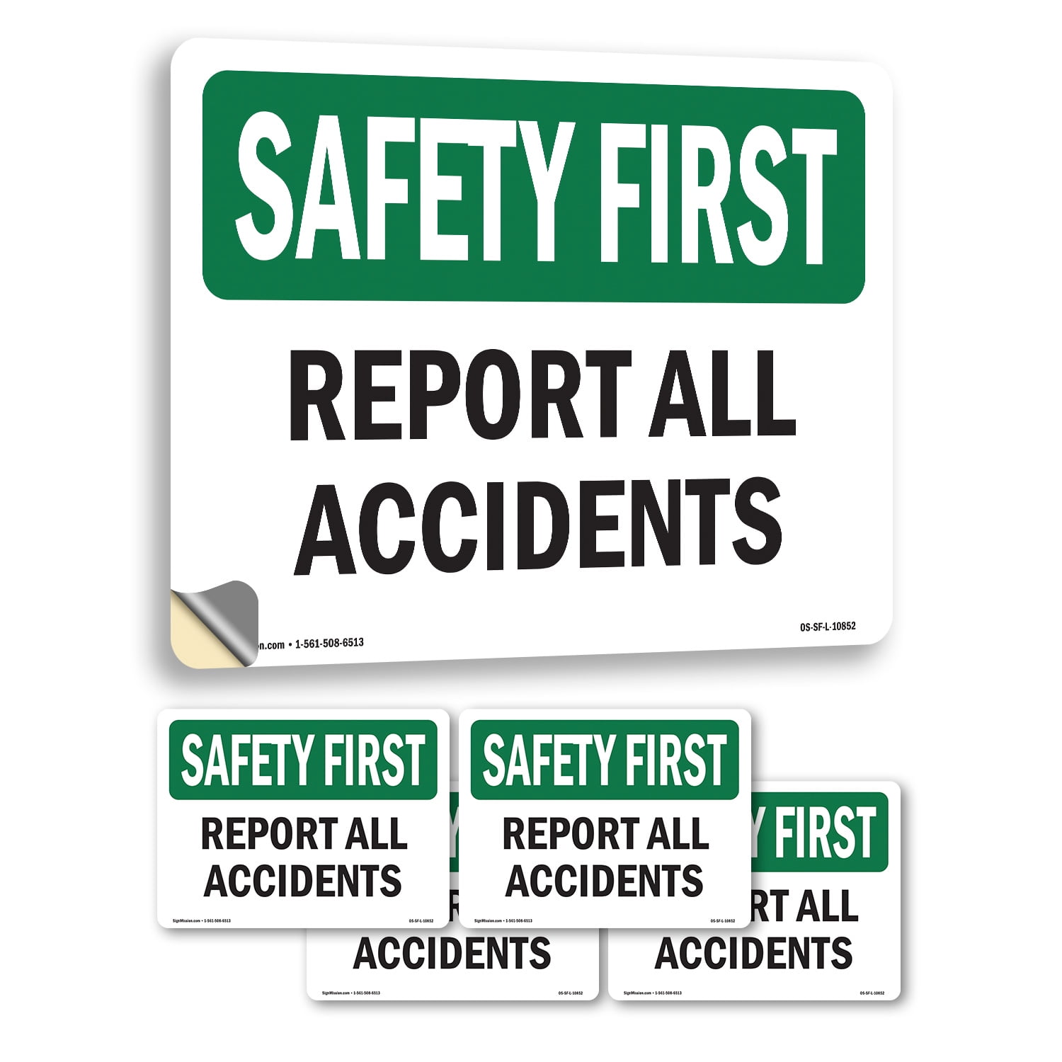 Report All Accidents OSHA SAFETY FIRST Vinyl Decal Label 18 Inch x 12 ...