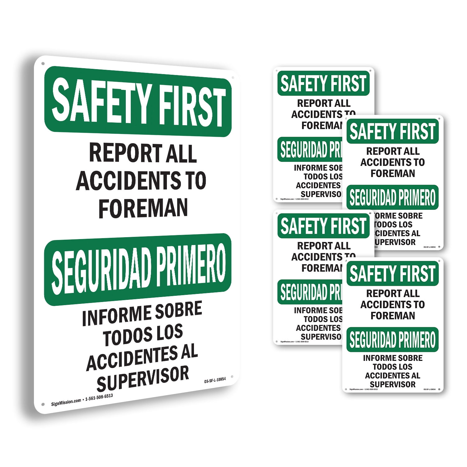 Report All Accidents To Foreman OSHA SAFETY FIRST Rigid Plastic Sign 24 ...