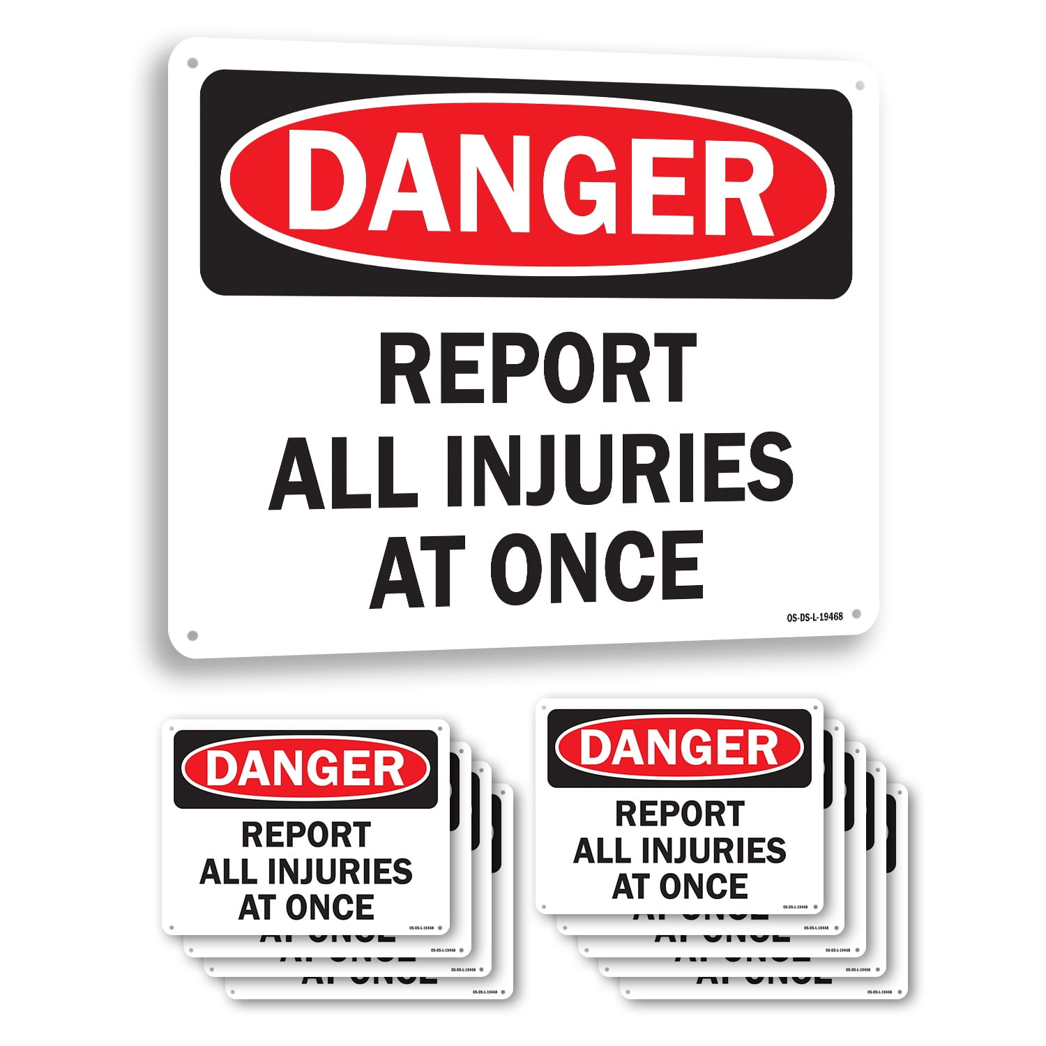 Report All Injuries At Once OSHA Danger Aluminum Sign 10 Inch x 7 Inch ...