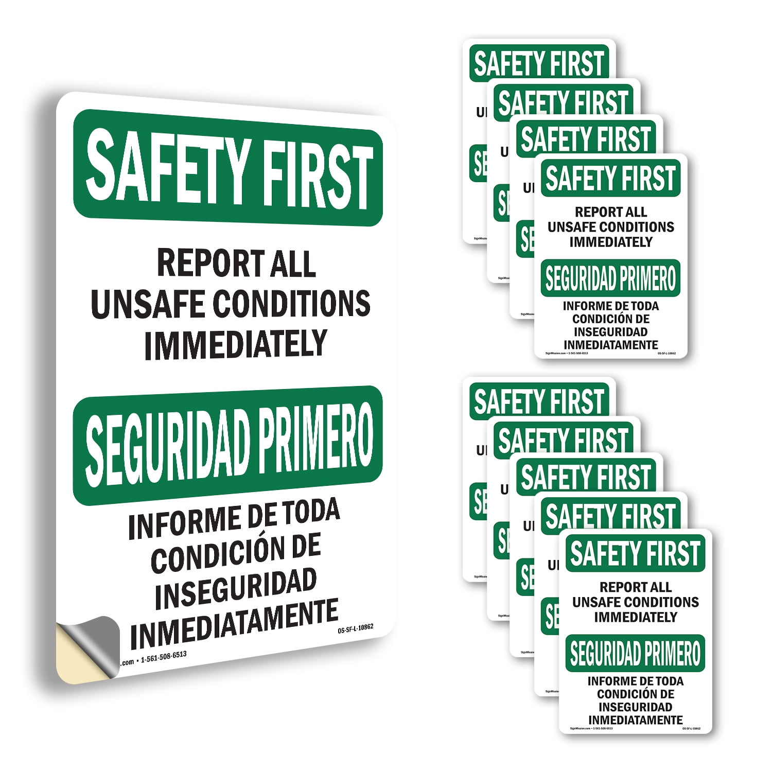 Report All Unsafe Conditions Immediat OSHA SAFETY FIRST Vinyl Decal ...