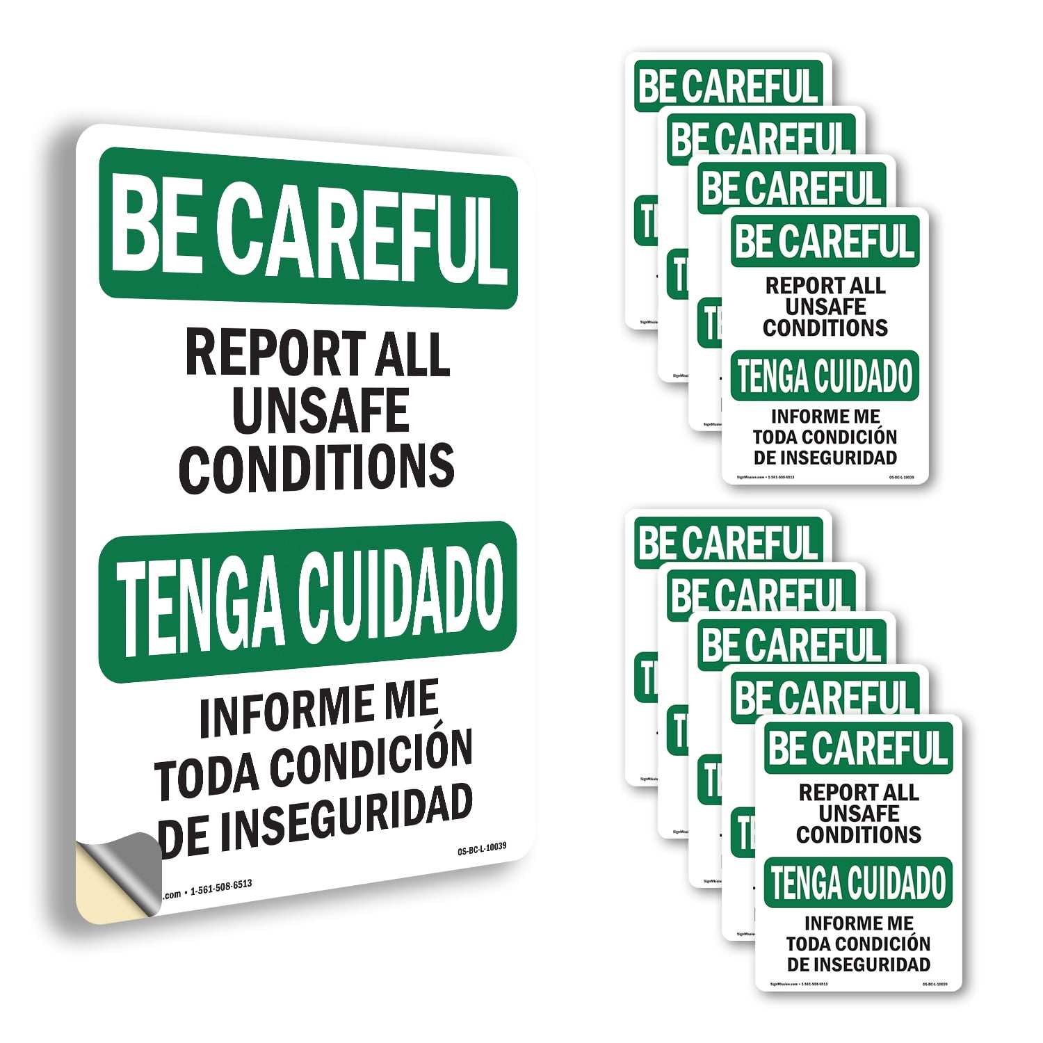 Report All Unsafe Conditions OSHA Be Careful Vinyl Decal Label 18 Inch ...