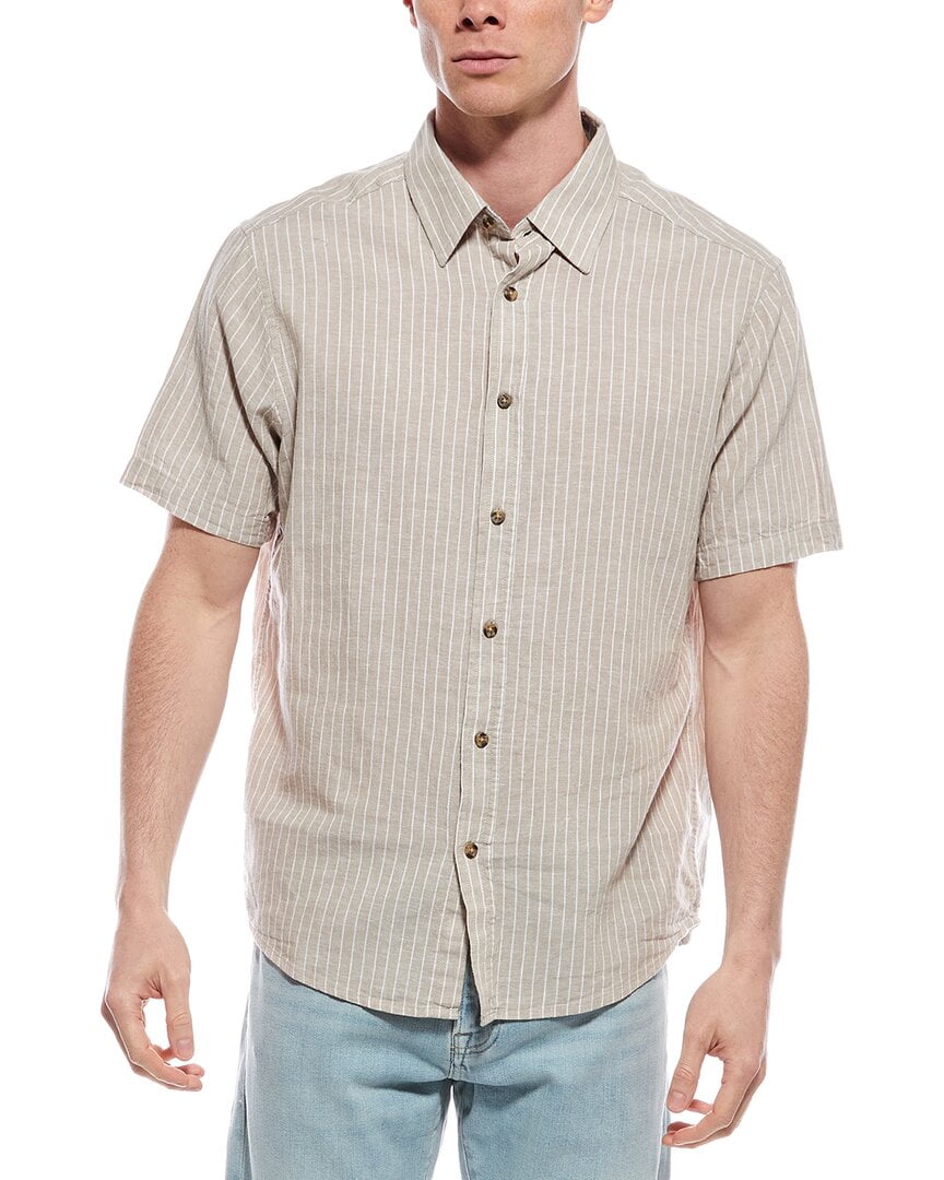 Report Collection mens Stripe Linen-Blend Shirt, s, Tan - Walmart.com