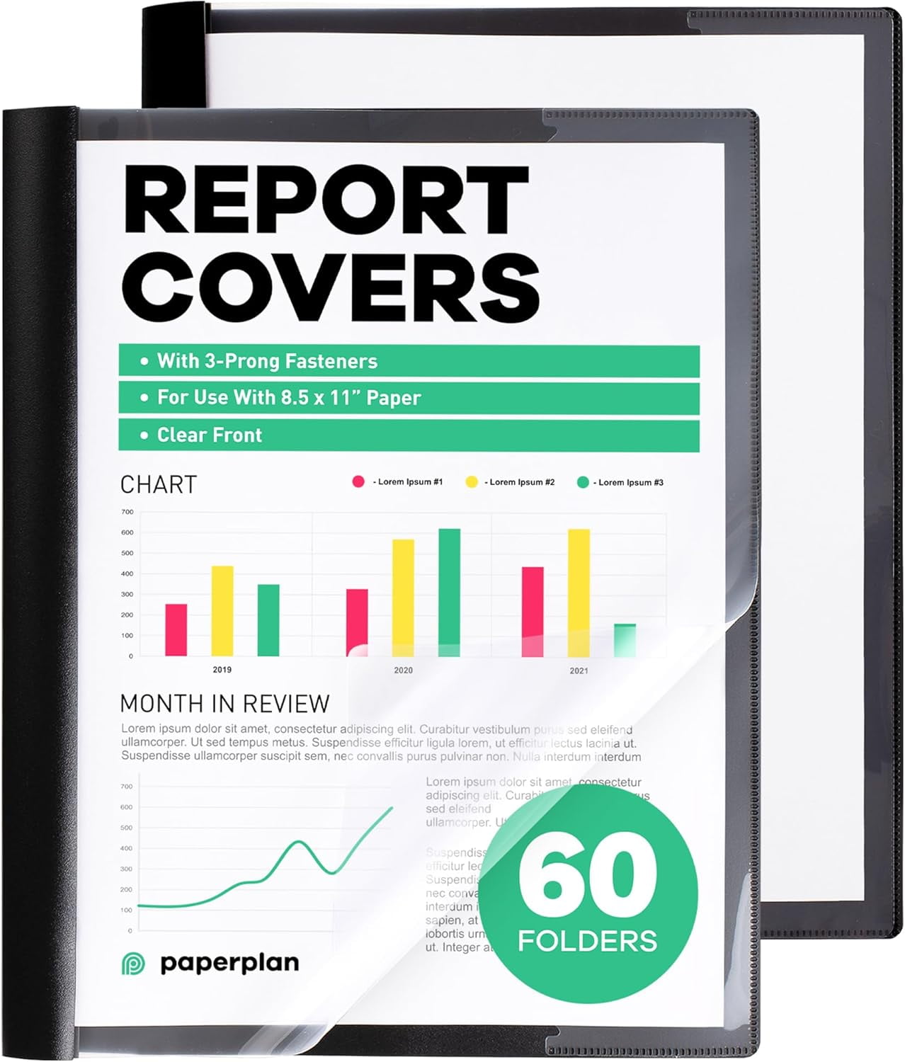 Report Covers - (Set of 60), 8.5 x 11 Letter Size, Clear Front Folders ...