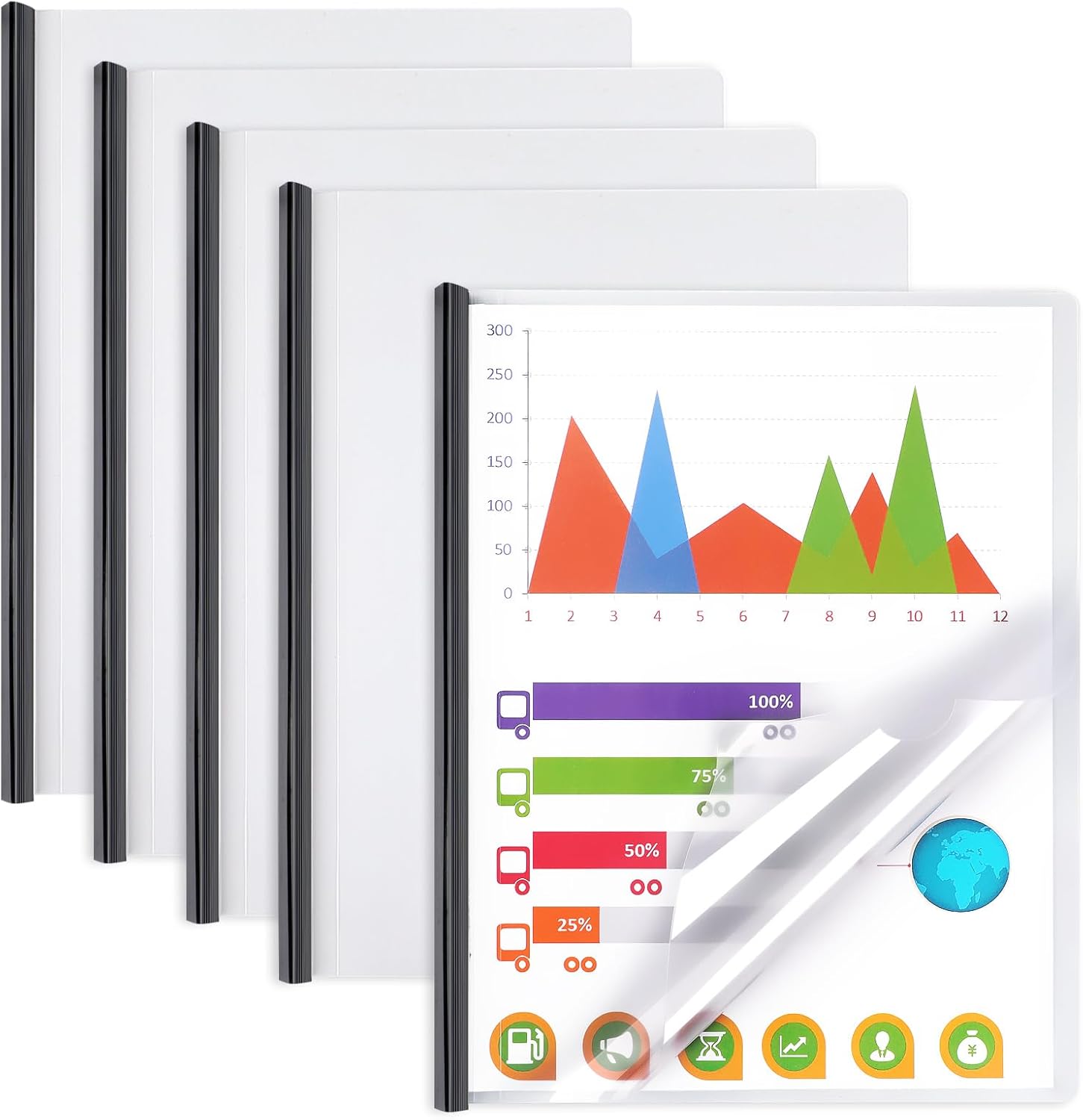 Report Covers with Sliding Bar, Clear Report Covers for A4 and Letter ...