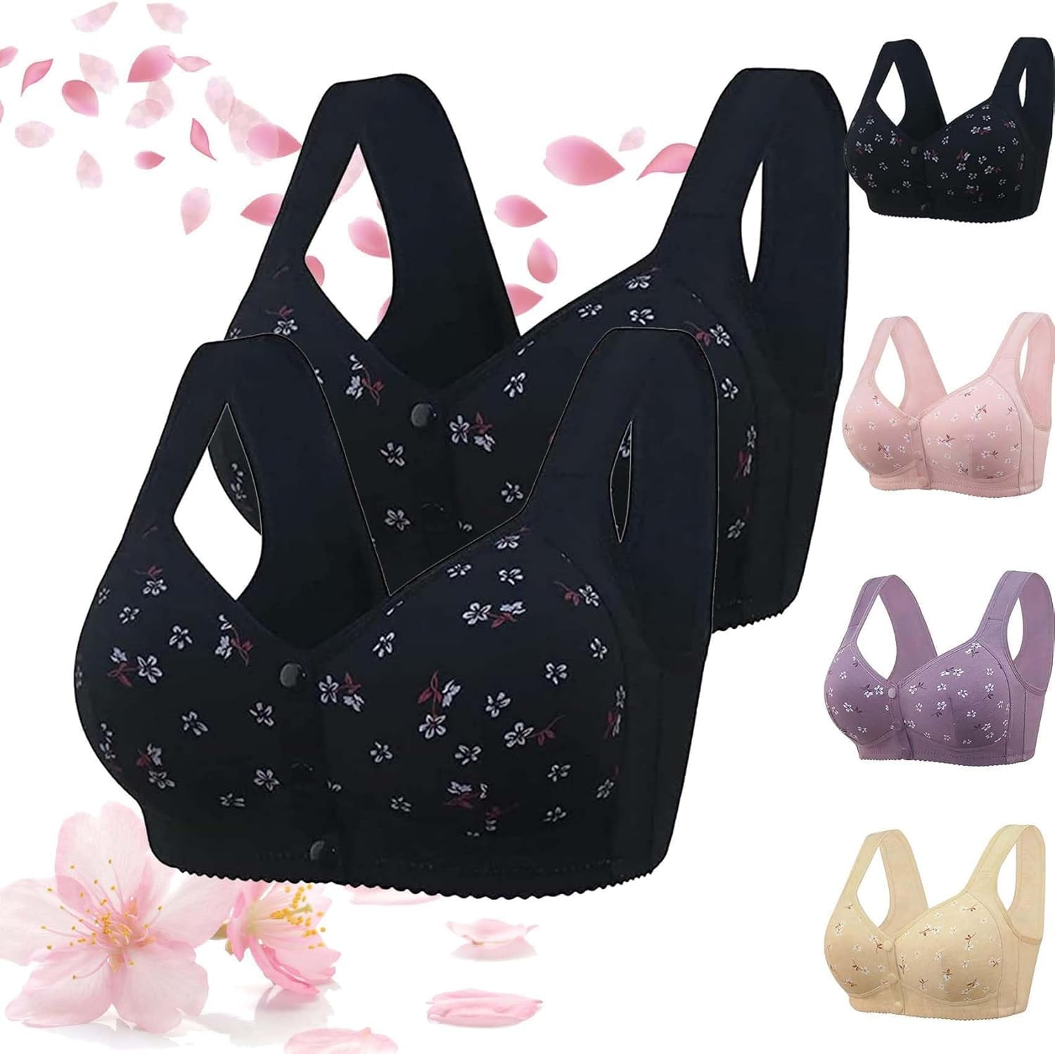 Reposaltrust Design for Senior Front Closure Cotton Bra,Melly Charm Bras for Women,Lisa Charm ...