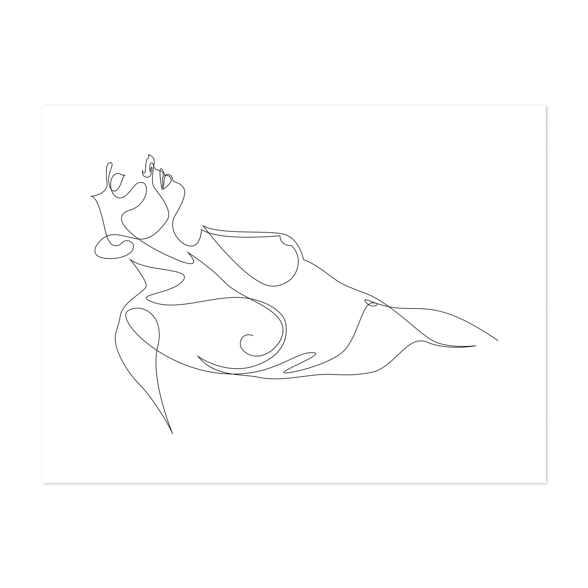 Repose - one line nude - Line Drawing Line Art Minimalist Abstract ...