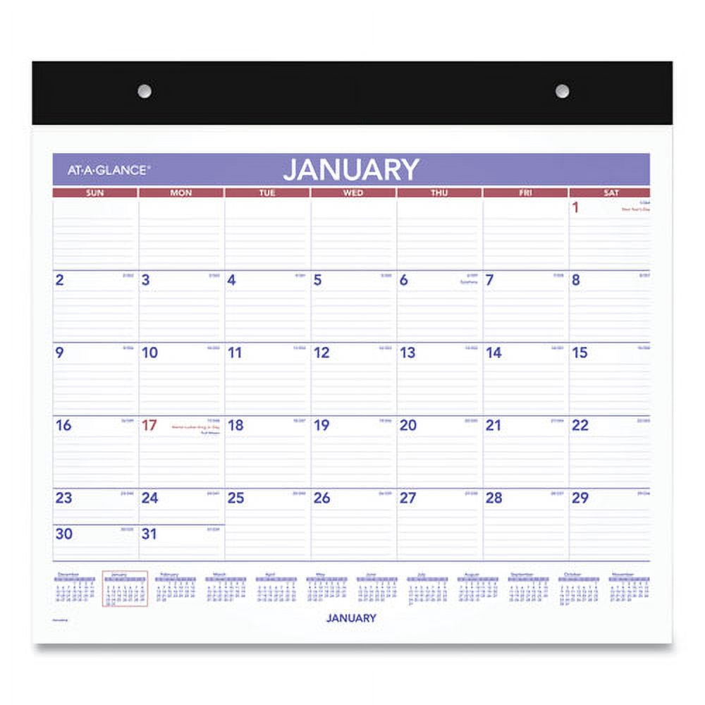Repositionable Wall Calendar, 15 x 12, White/Blue/Red Sheets, 12-Month ...