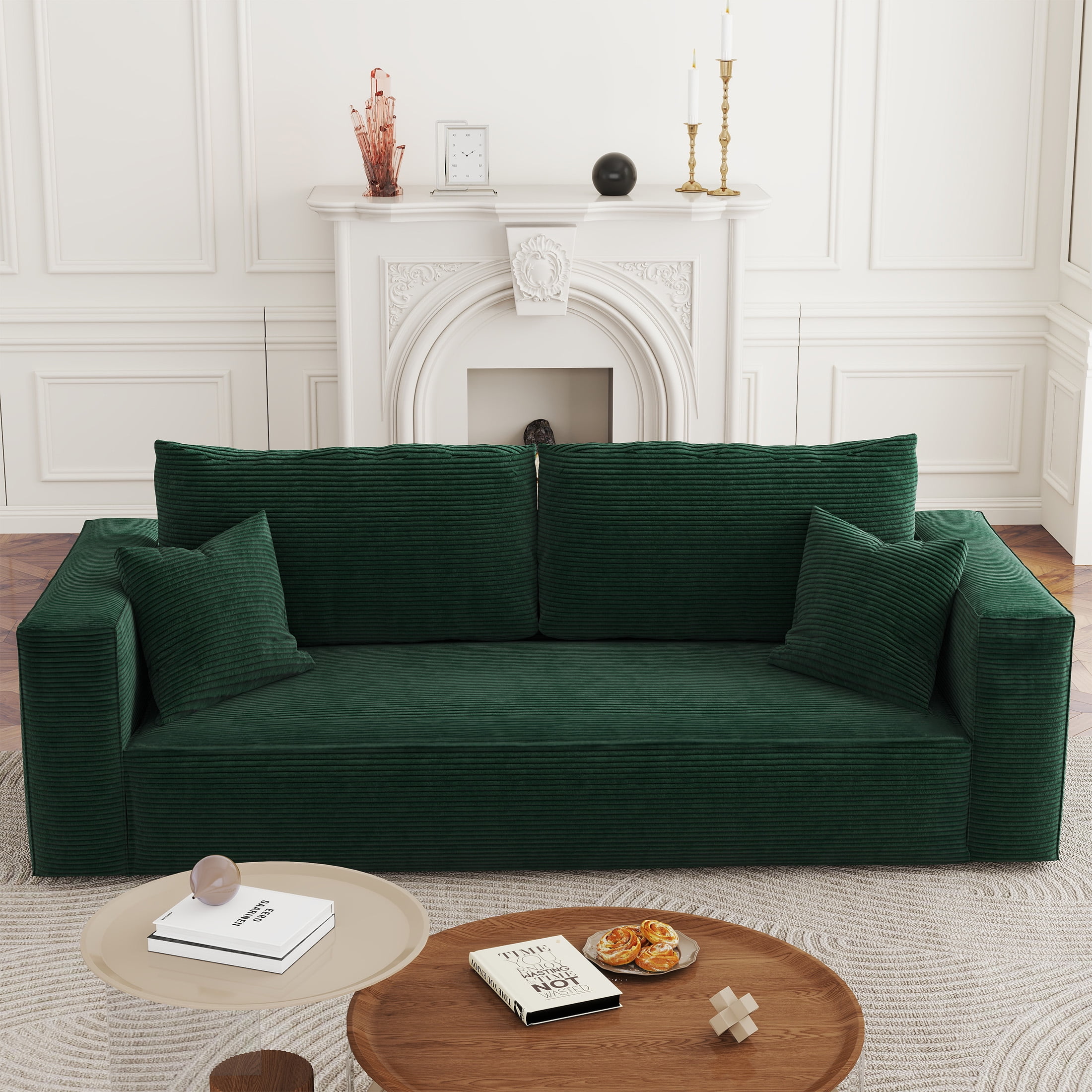 FocalSweet 89" Living Room Sofa, 3 Seater Compressed Couch, Side Pocket ...