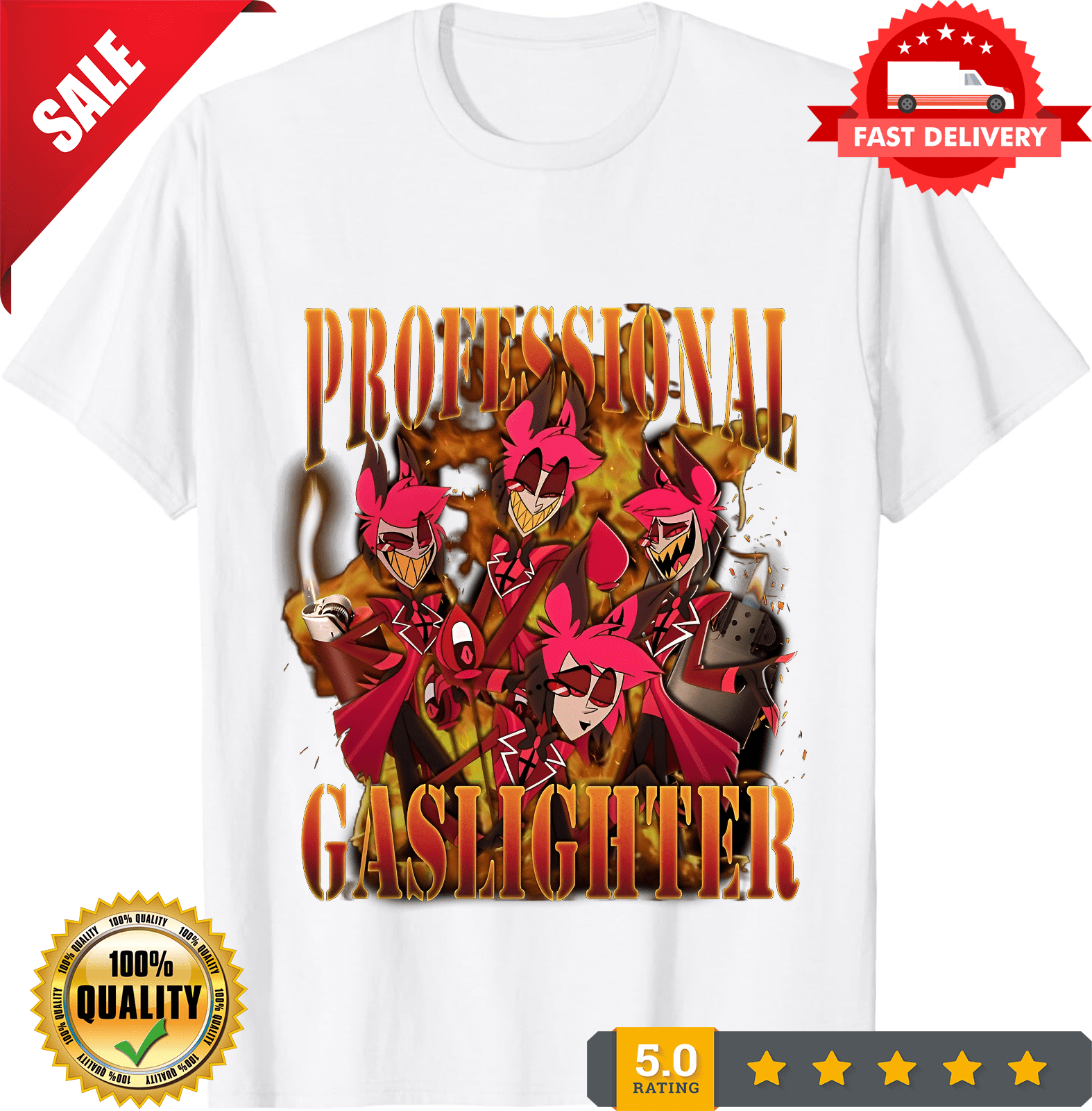 Reprint Rare Alastor Professional Gaslighter Hazbins Hotels T Shirts ...