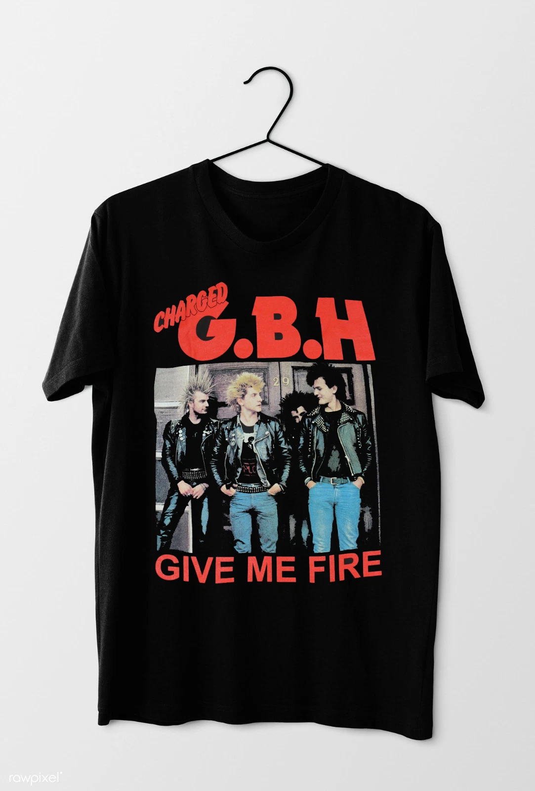 Reprint Rare Charged G.B.H Mens T-Shirt - Give Me Fire Color Punk Band ...