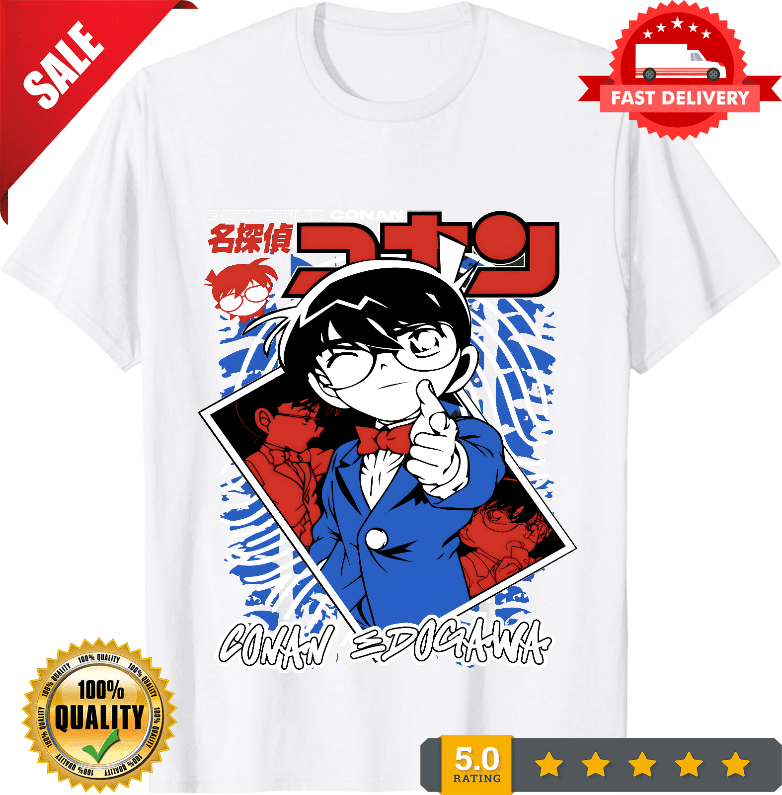 Reprint Rare Detective Conan T-shirt Edogawa Shirt Shinichi Vermouth ...