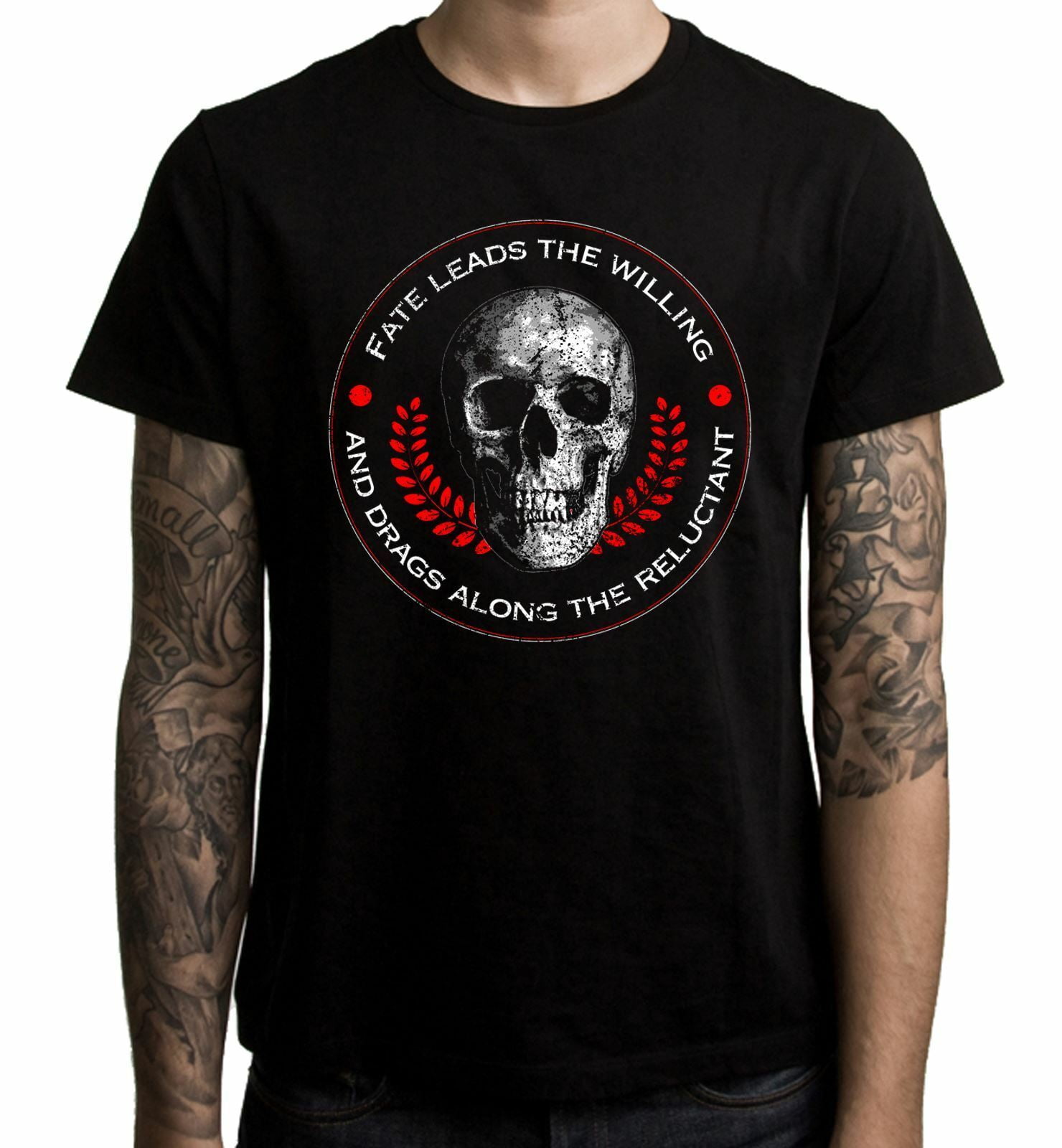 Reprint Rare Fate Leads The Willing Stoicism Men's T-Shirt - Slogan ...