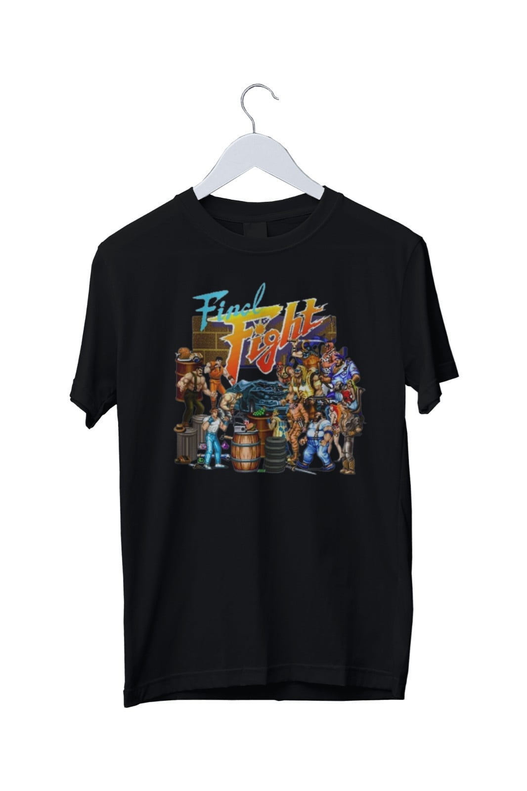 Reprint Rare Final Fight - Characters Montage T-shirt Mens Black White ...