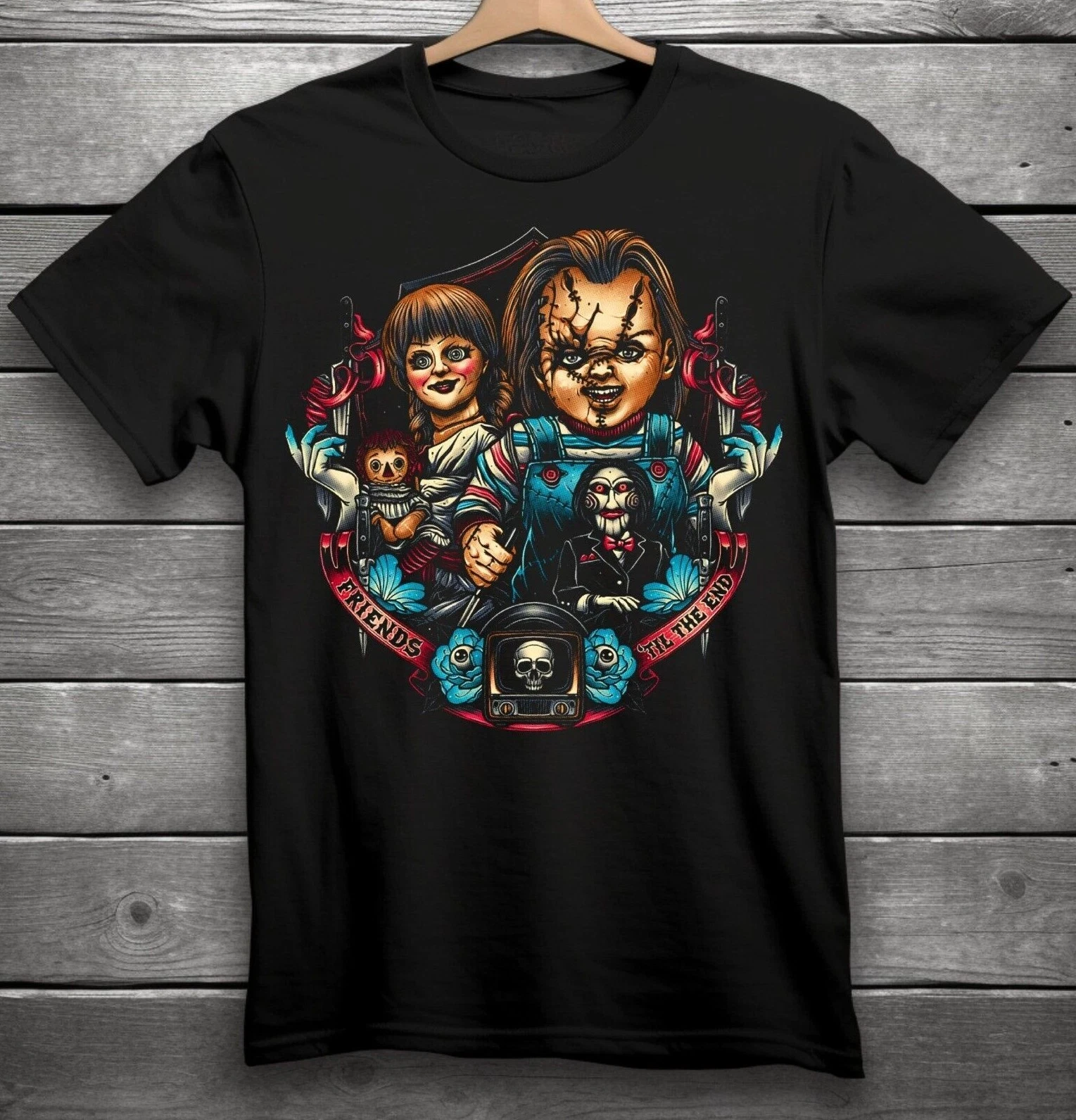 Reprint Rare Friends Till The End T-Shirt Black S-3XL Chucky, Annabelle ...