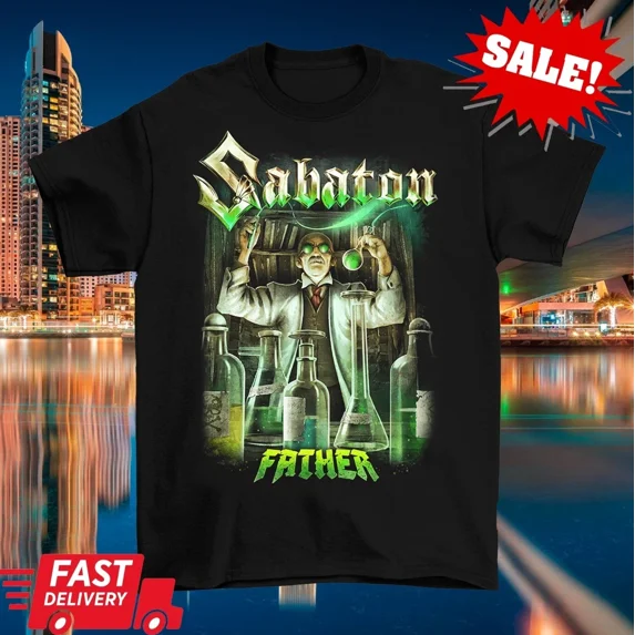 Reprint Rare Hot New Sabaton Band Father Retro Cotton Black S-5XL Shirt ...
