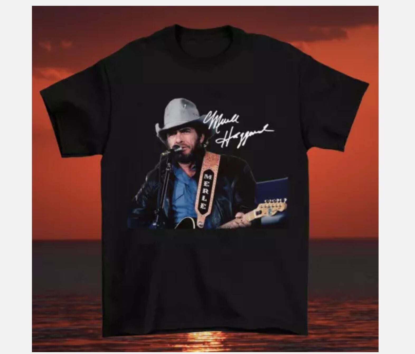 Reprint Rare Merle Haggard Signature Cotton T- Shirt Unisex All Size S ...
