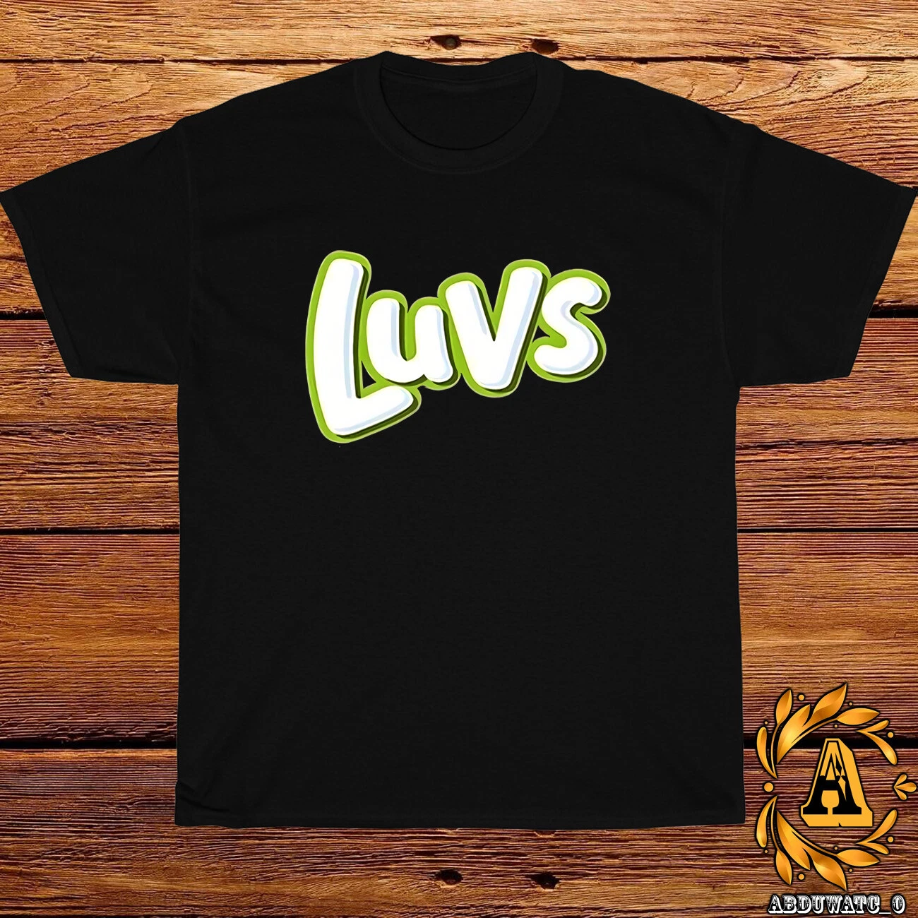 Reprint Rare New Luvs Diapers Parenting Logo Black/White/Grey/Navy T ...