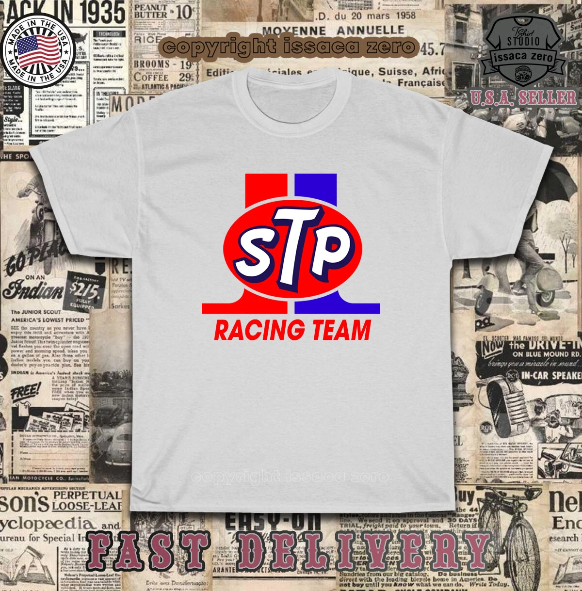 Reprint Rare New Racing Fan Tees STP Racing Team Logo Men's T-Shirt ...