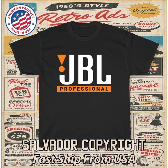 Reprint Rare New Tee Shirt JBL Professional Audio Systems Logo Men's T ...