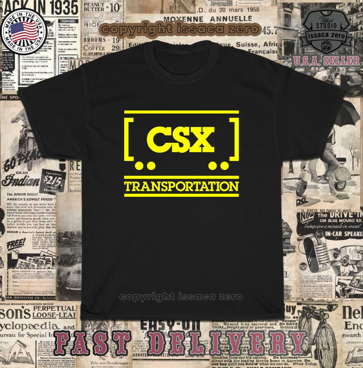 Reprint Rare New Trane CSX Transportation CSXT Logo Men's T-Shirt ...