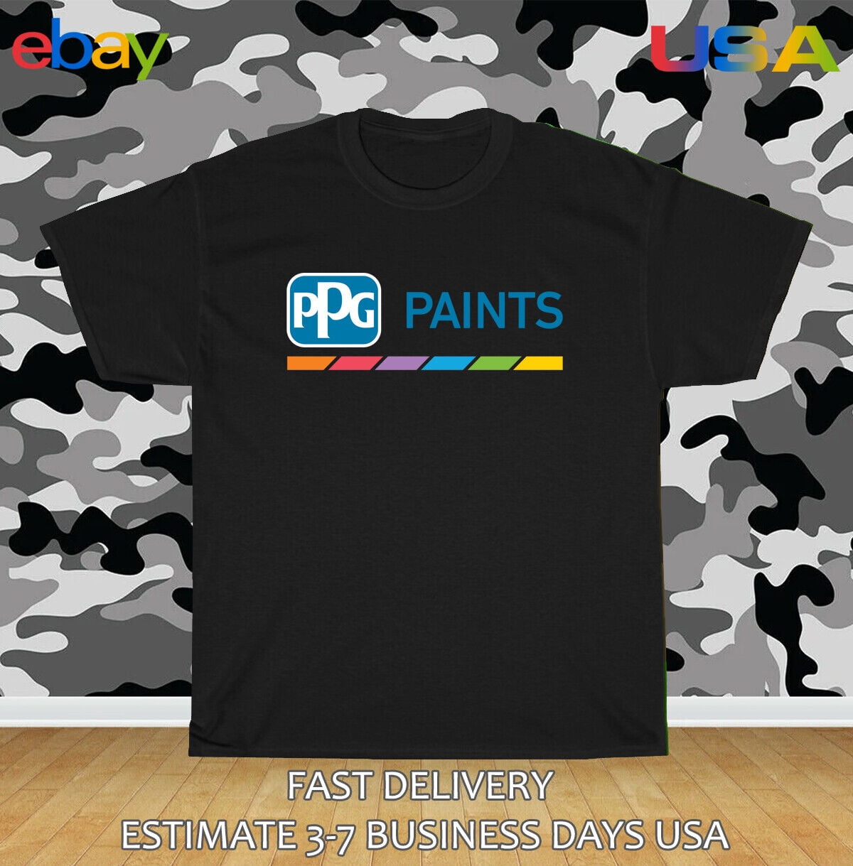 Reprint Rare PPG Paints Industries Logo Men's T-Shirt American Size T ...