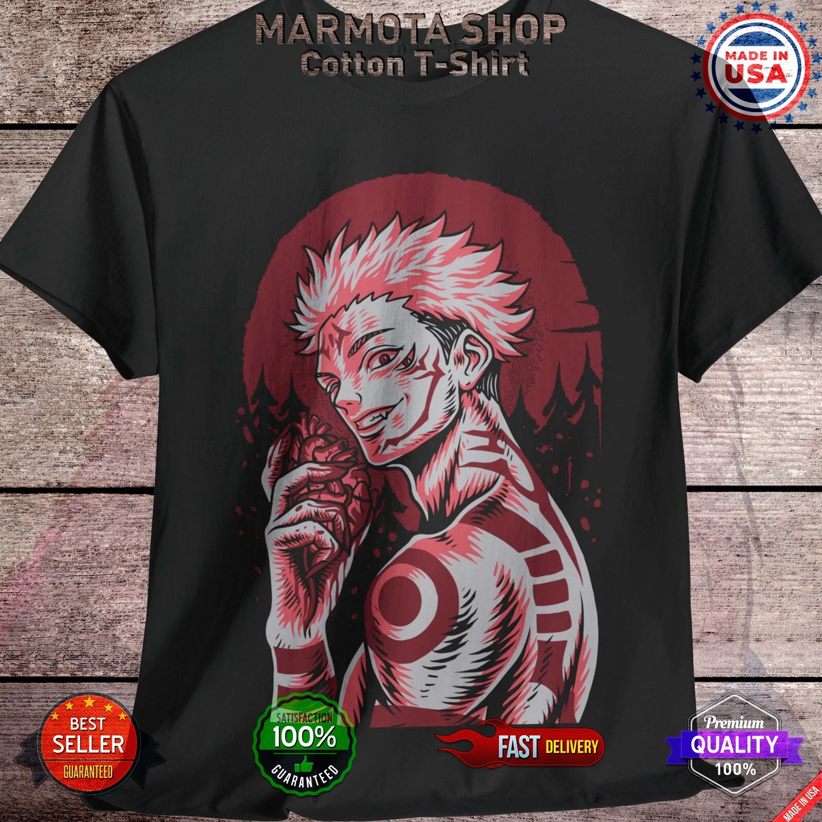 Reprint Rare Sukuna Ryomen Jujutsu Kaisen T-Shirt Gojo Satoru Anime ...