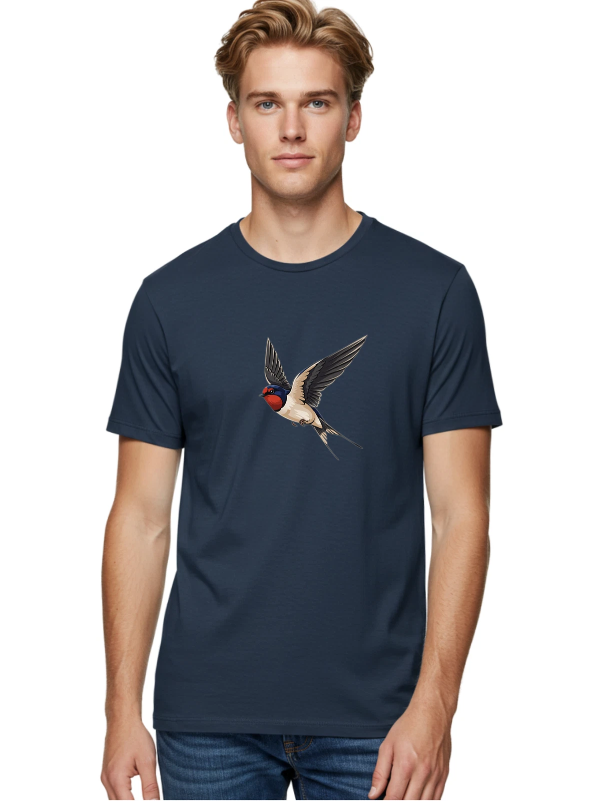 Reprint Rare Swallow-Bird-In-Flight Mens Graphic Tee, 100% Cotton ...
