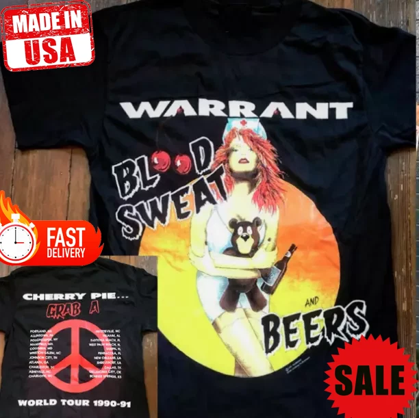 Reprint Rare Tour Cherry Concert Pie Warrant 1990 Shirt Vintage 1990s ...