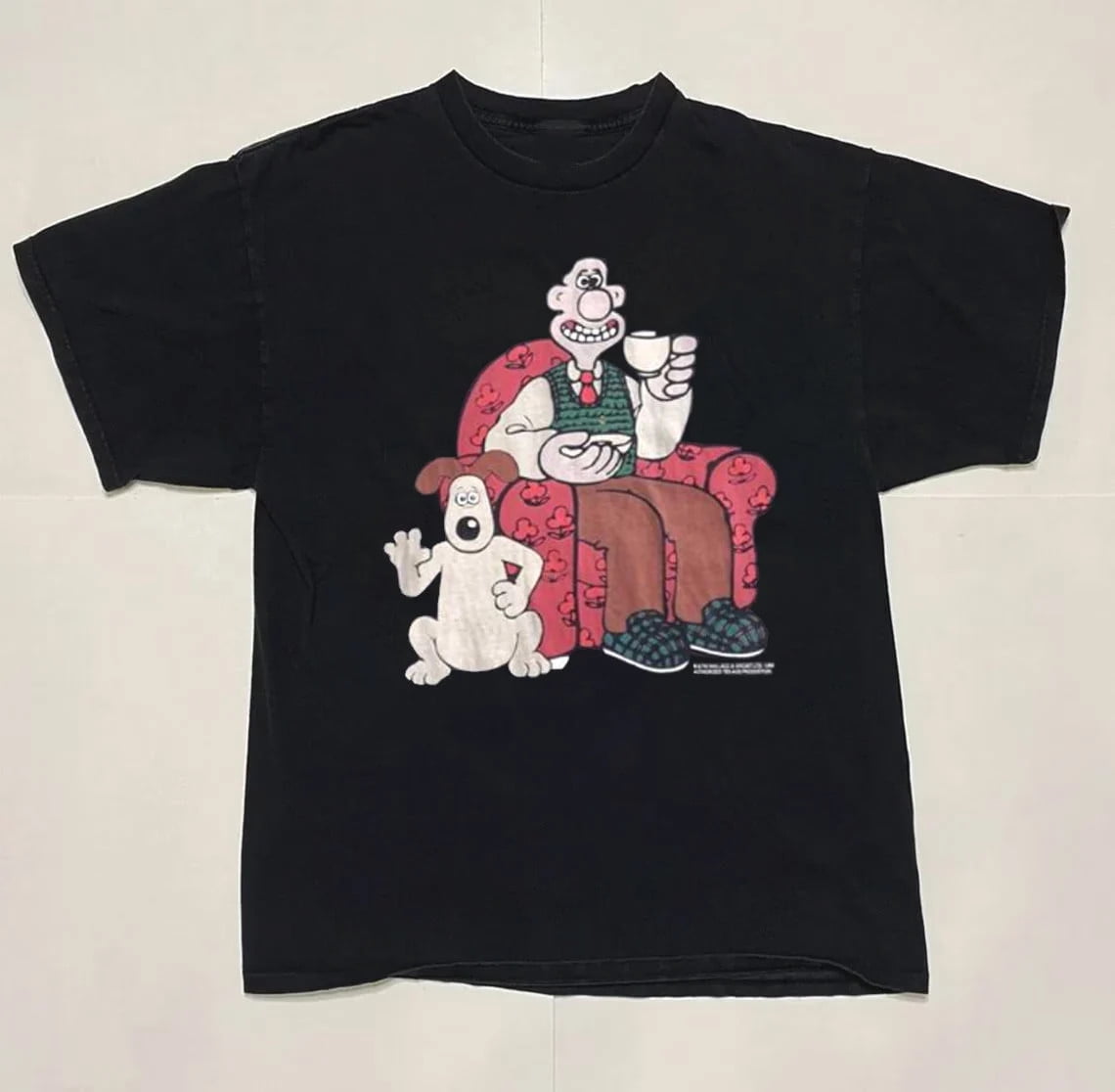 Reprint Rare Vtg Wallace and Gromit Funny Cotton Black Full Size Unisex ...
