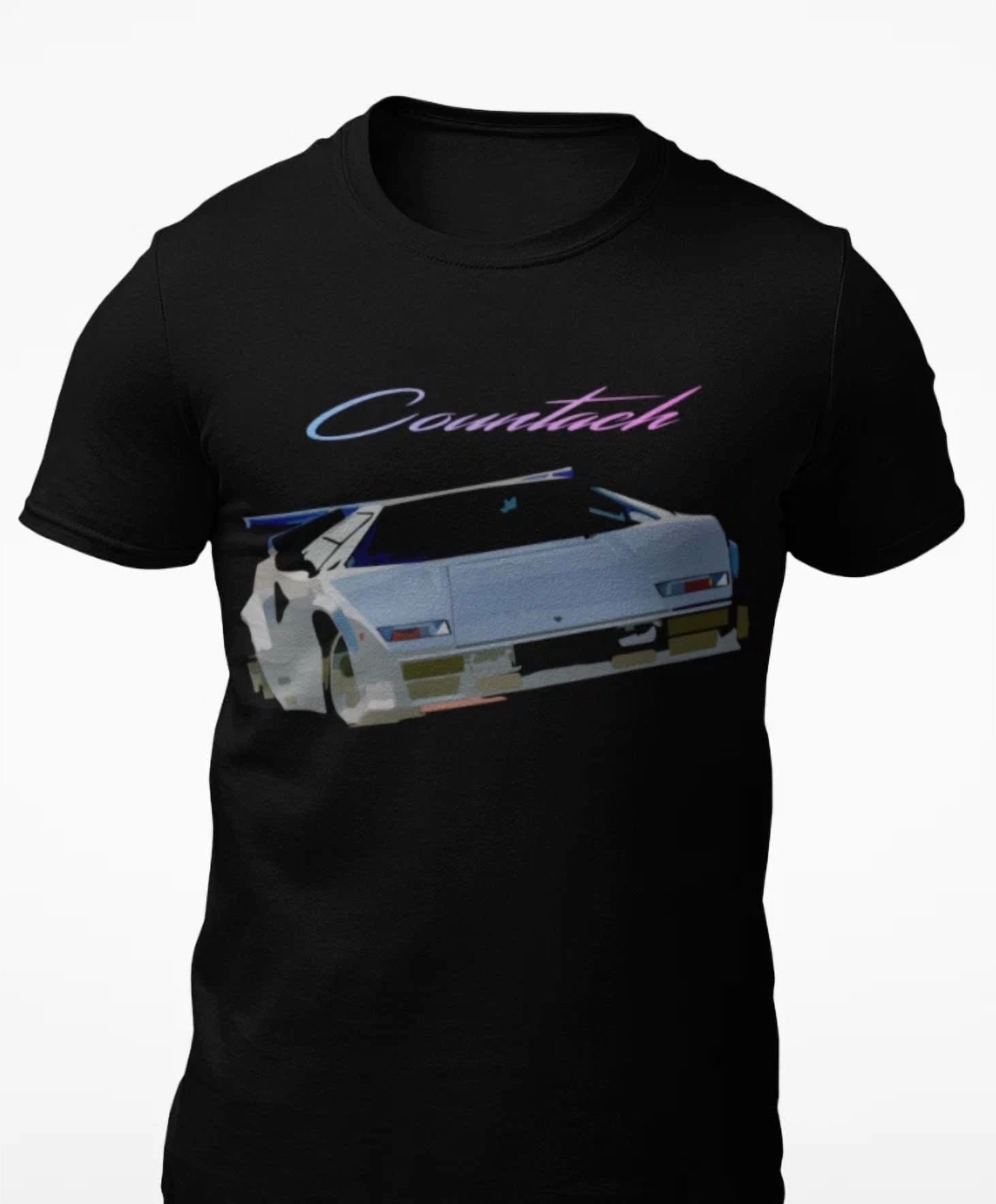 Reprint Rare White Countach 80s 90s Exotic Car Short-Sleeve Unisex T ...