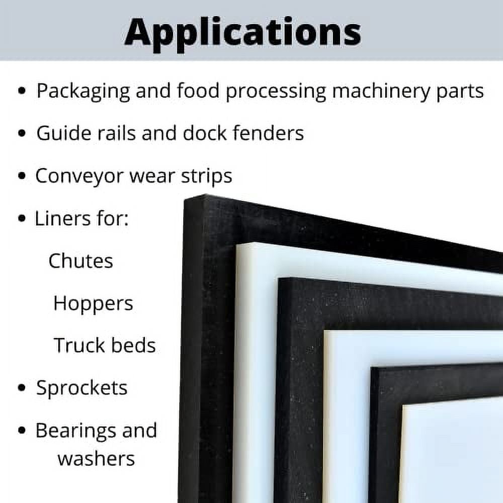 Repro Black UHMW Polyethylene Plastic Sheet 1/2" x 6" x 12", Ultra High ...