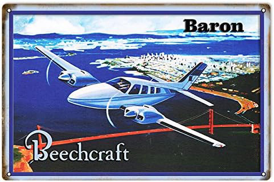 Reproduced from Original Art by Bob Beechcraft Baron Sign. 12" x 18 ...