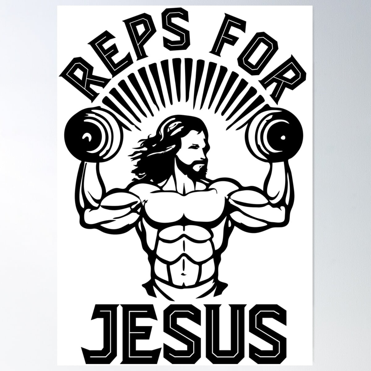 Reps For Jesus: Motivational Christian Art. Black Poster Wall Art ...
