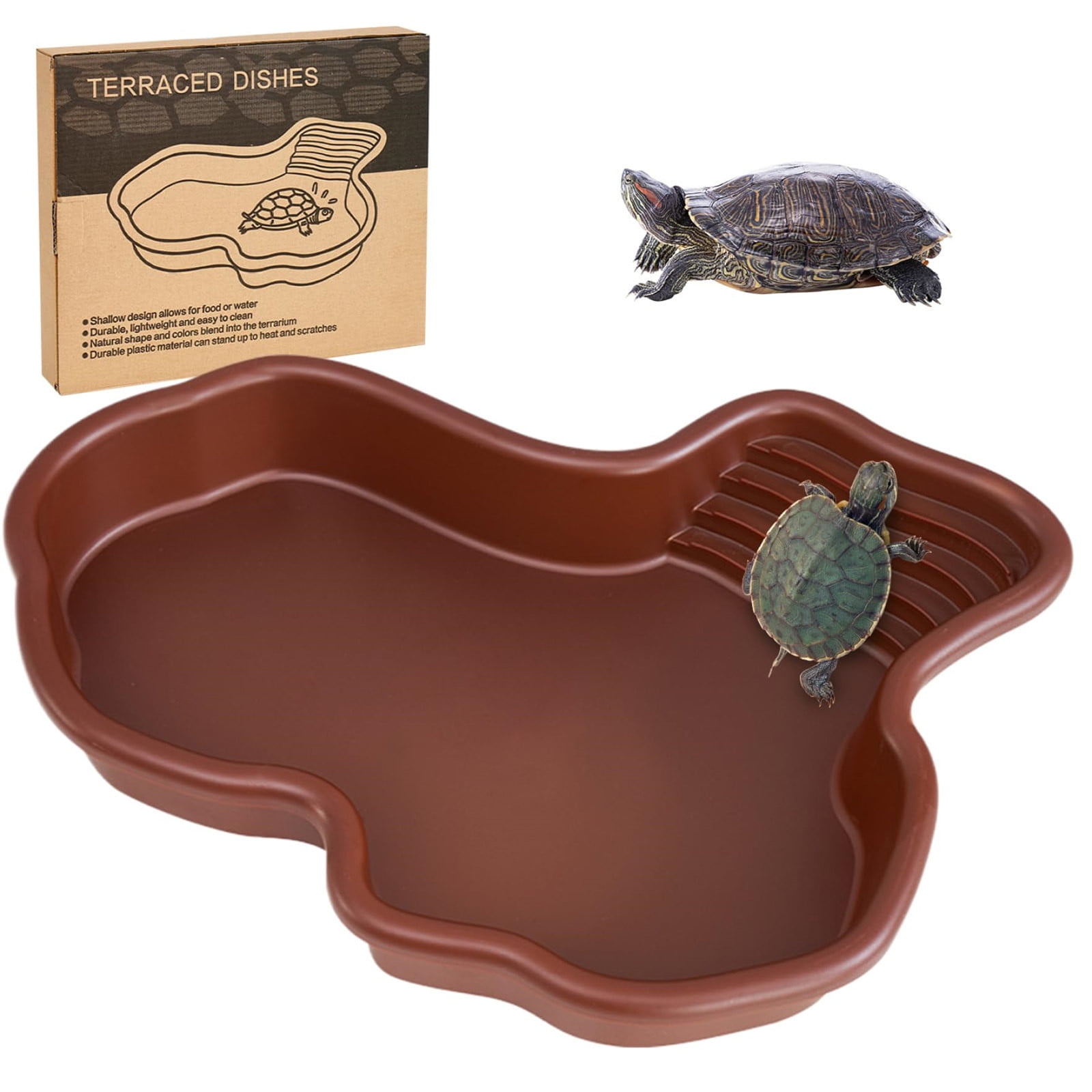 Reptile Bathing Pool Turtle Bath Amphibians Accessories with Ramp ...