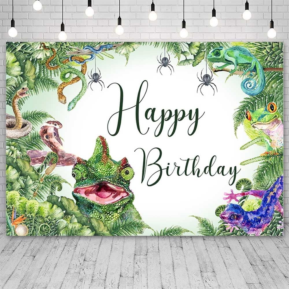 Reptile Birthday Party Decorations Banner for Kids Happy Birthday ...