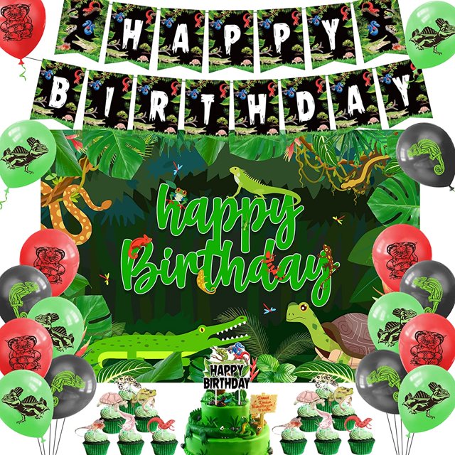 Reptile Theme Party Supplies: Birthday Decorations, Banner, Balloons ...