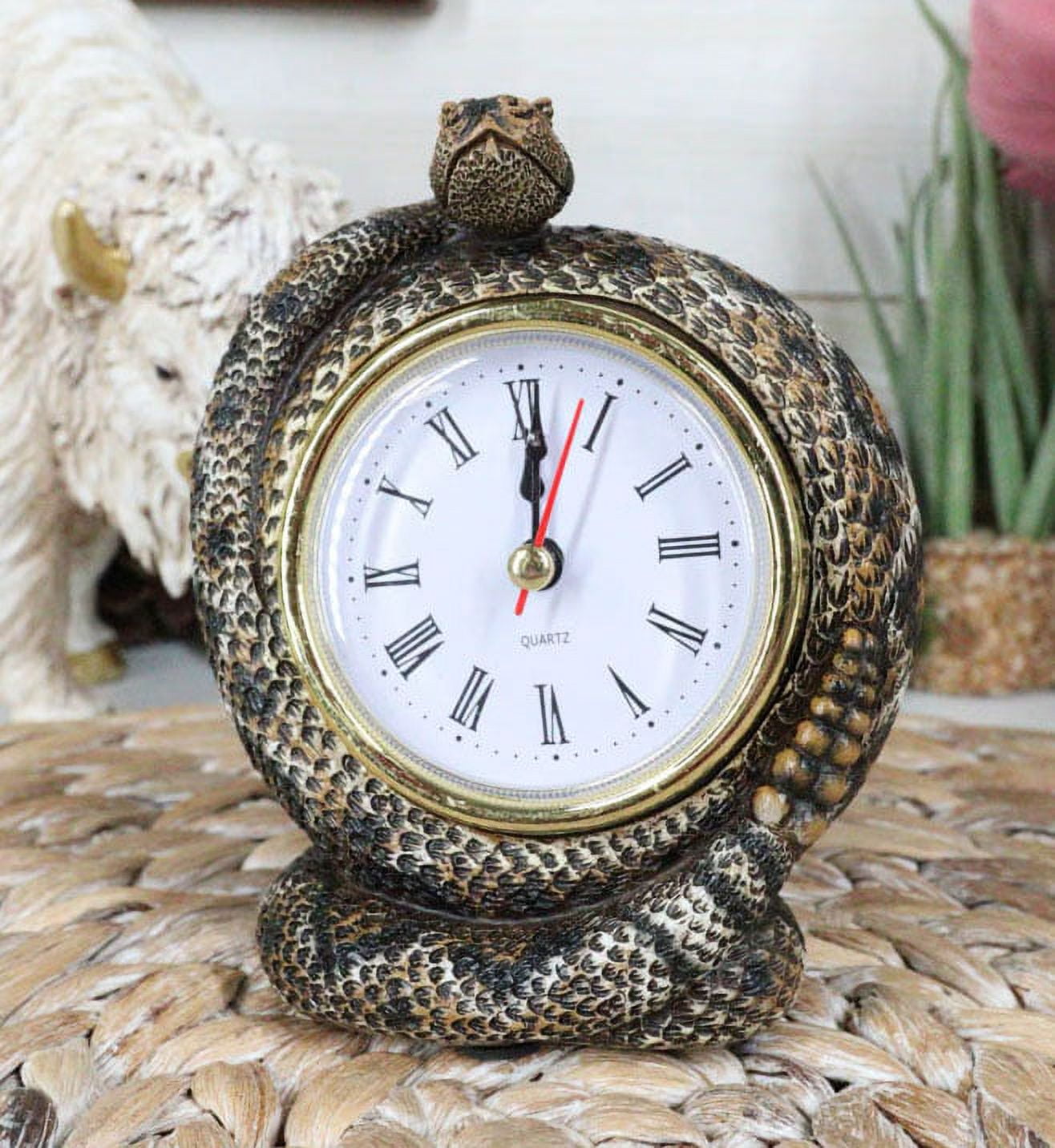 Reptile Coiled Diamondback Rattlesnake Serpent Desktop Table Clock Figurine - Walmart.com
