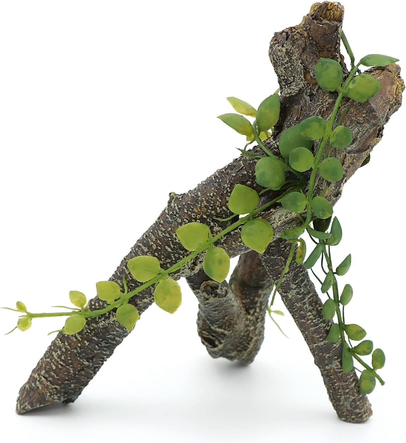 Reptile Corner Branch with Green Leaves Terrarium Habitat Decoration ...