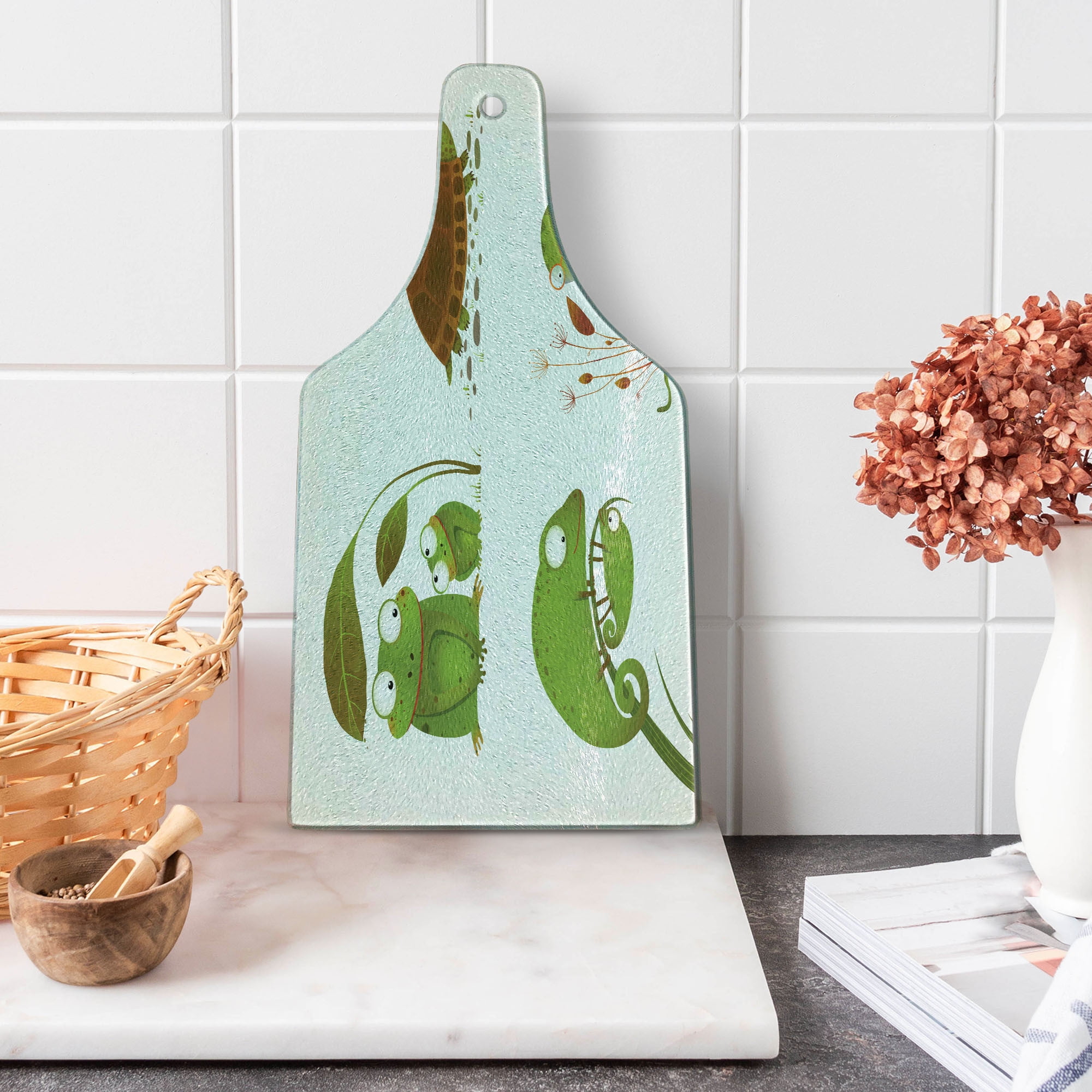 Reptile Cutting Board, Reptile Family Colorful Snake Frog Ninja Turtles ...