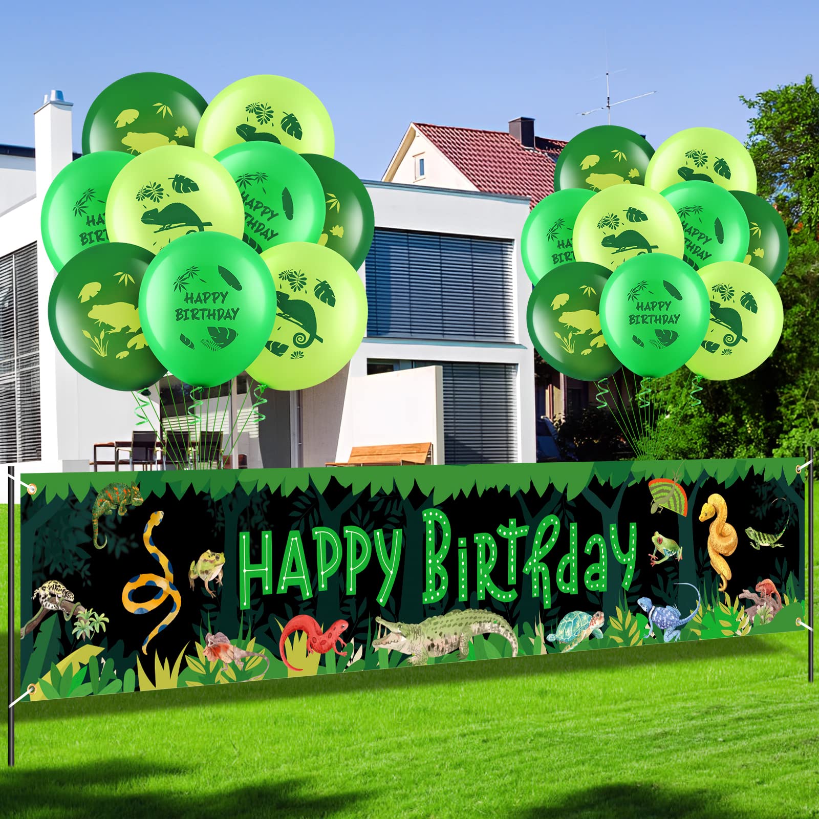 Reptile Decorations Jungle Party Supplies Reptile Swamp Banner Yard ...