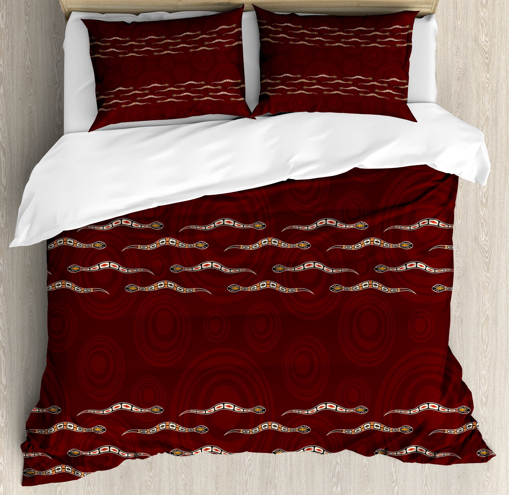 Reptile Duvet Cover Set, Colorful Snakes Pattern with Tribal Circles ...
