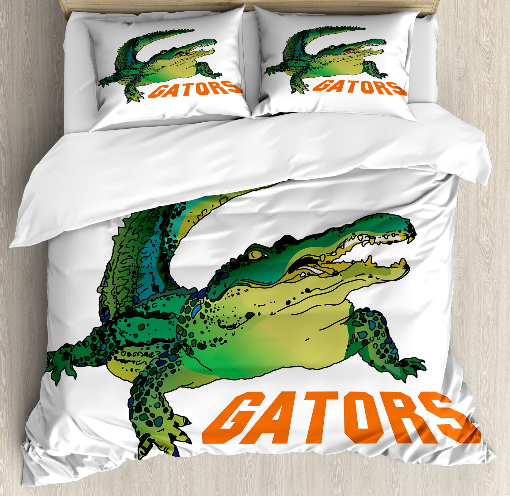 Reptile Duvet Cover Set, Grumpy Alligator Has Word Gator Crocodile ...
