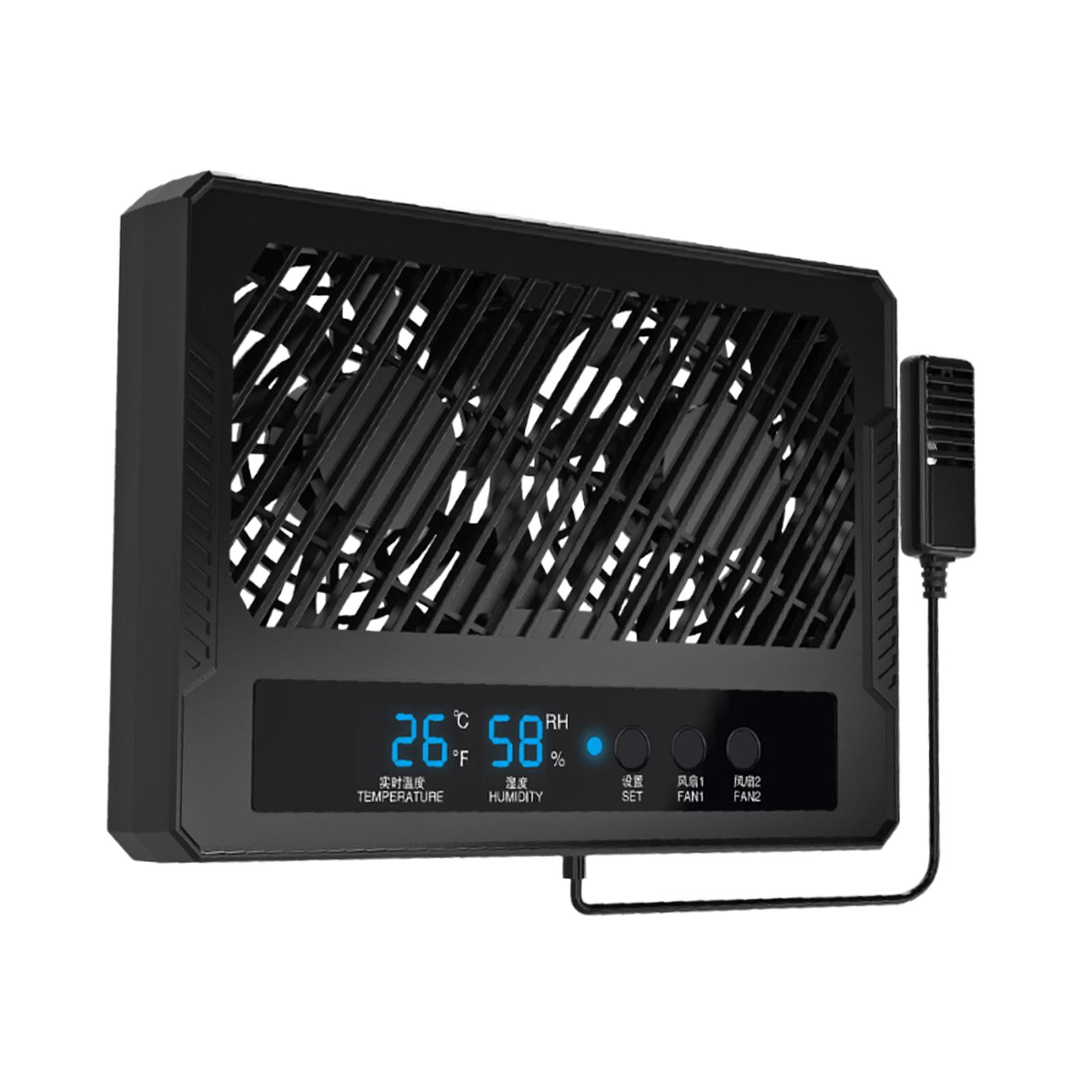Reptile Enclosure Humidity and Temp Gauge Meter Digital Double Fan ...