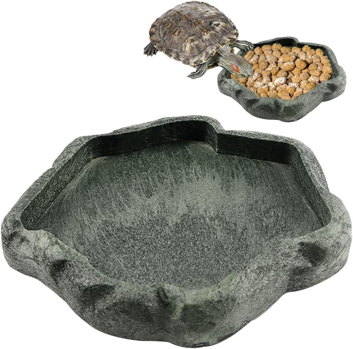 Reptile Food Water Rock Bowls,Resin Reptile Feeder Lizard Worm Feeding ...