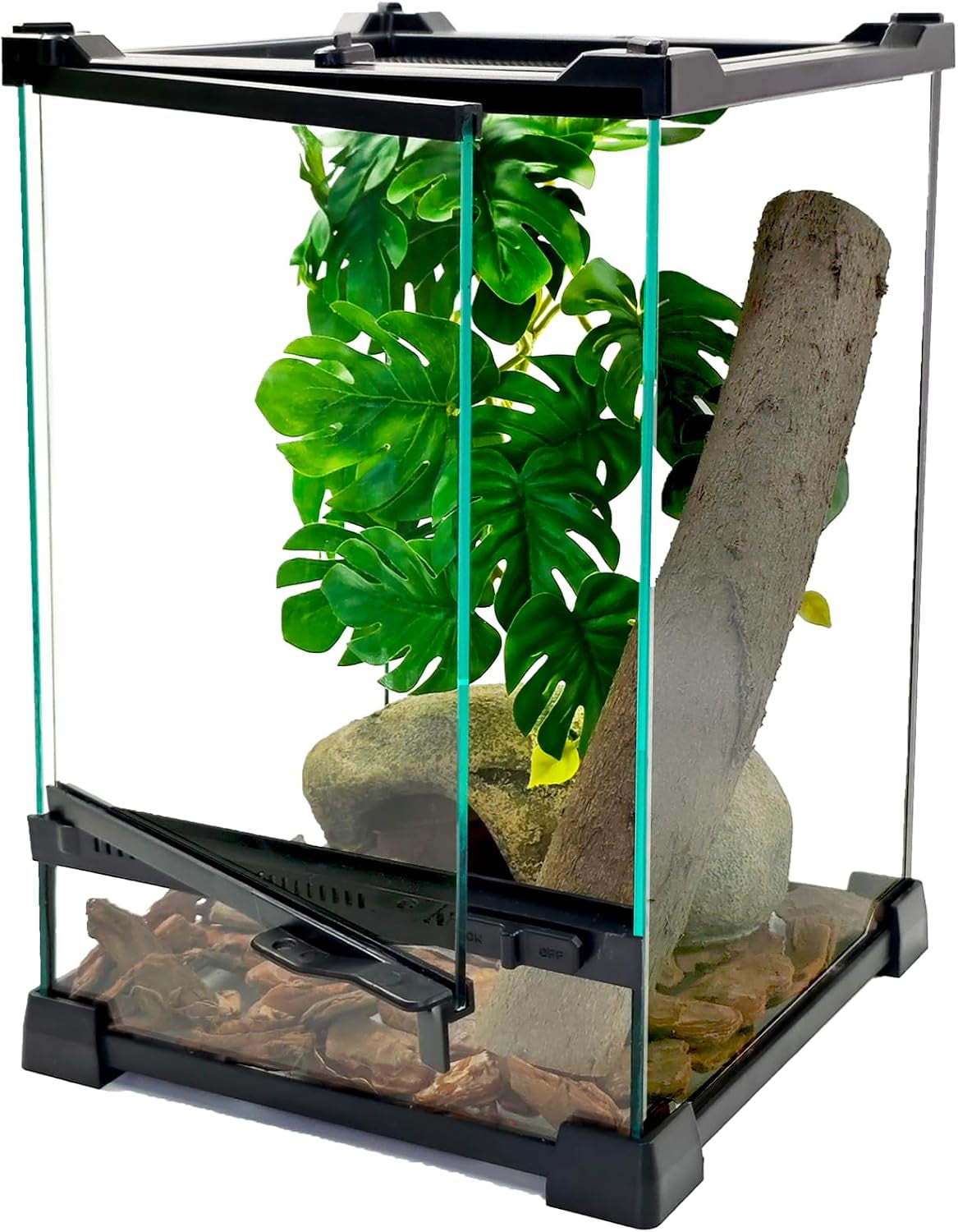 Reptile Glass Terrarium Tank 8"x8"x12", Front & Top Opening Door Full ...