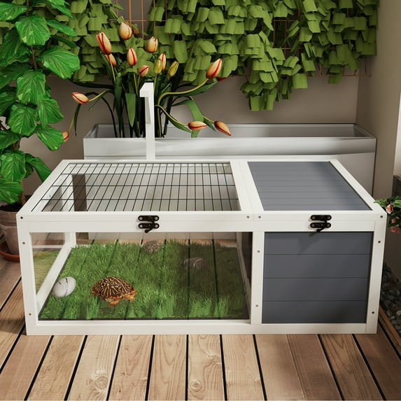 Reptile Habitat Enclosure with Built-in Lamp Holder, 3 Clear Acrylic ...