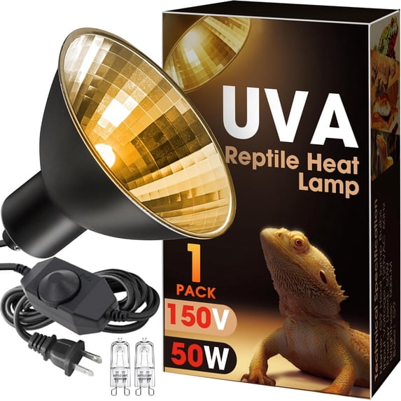 Reptile Heat Lamp 50W G9 Halogen Heat Bulb & Dome Reptile Light Fixture ...